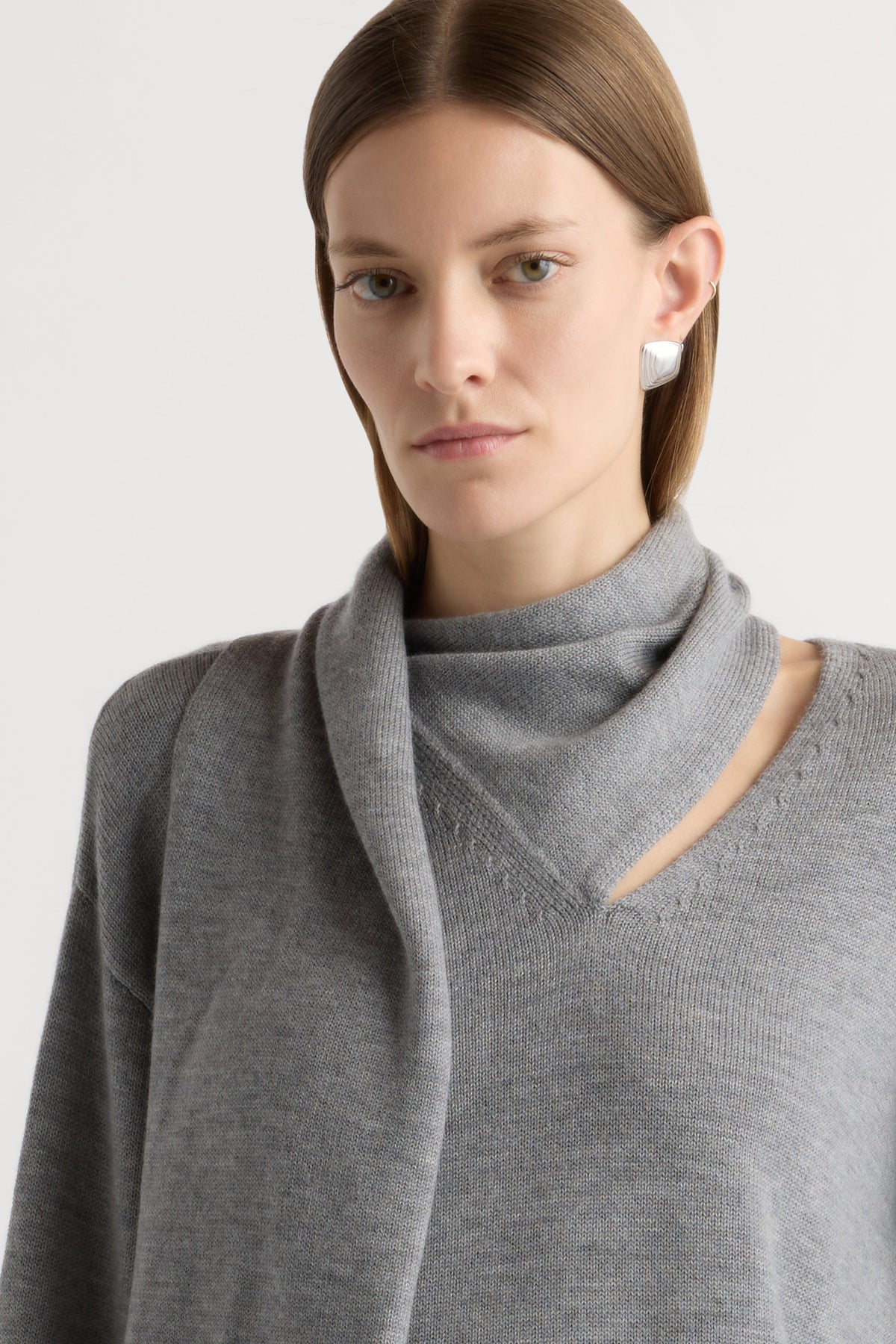 Amanda Scarf-Neck Wool Sweater