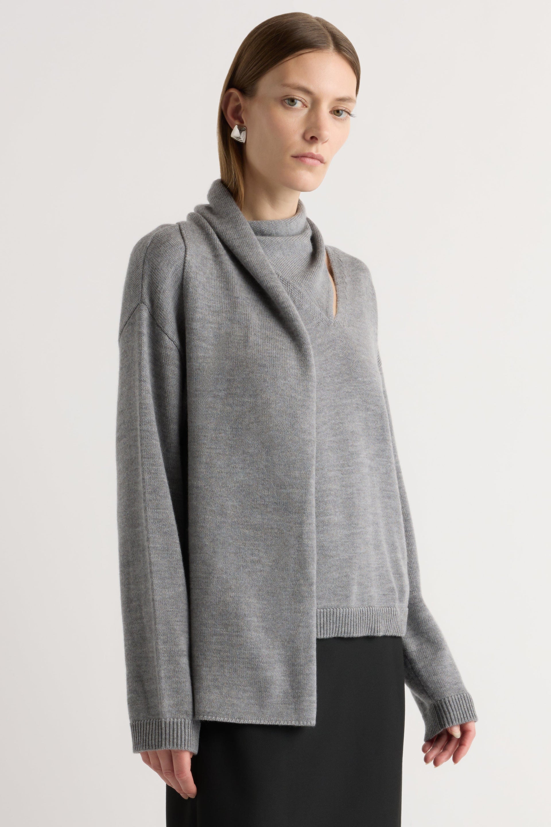 Amanda Scarf-Neck Wool Sweater