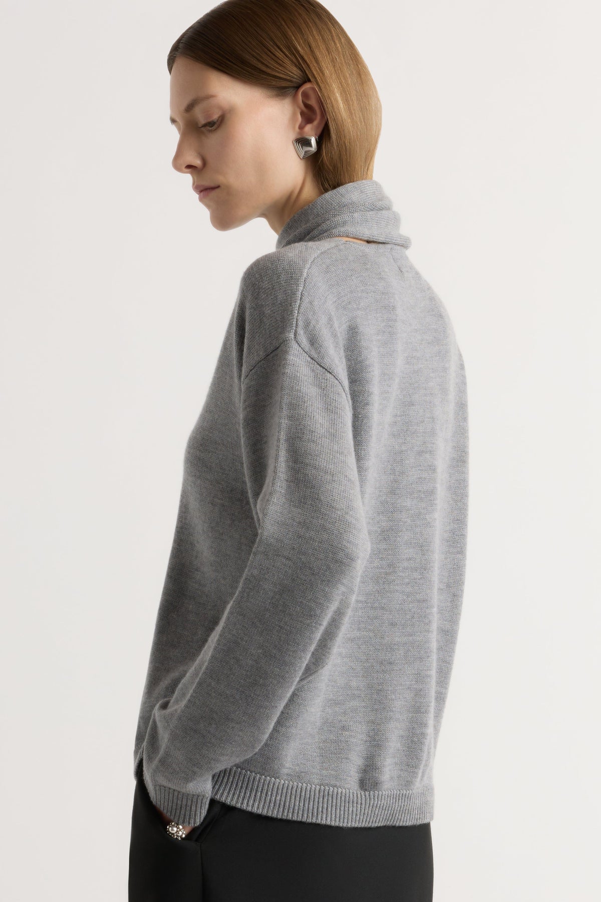 Amanda Scarf-Neck Wool Sweater