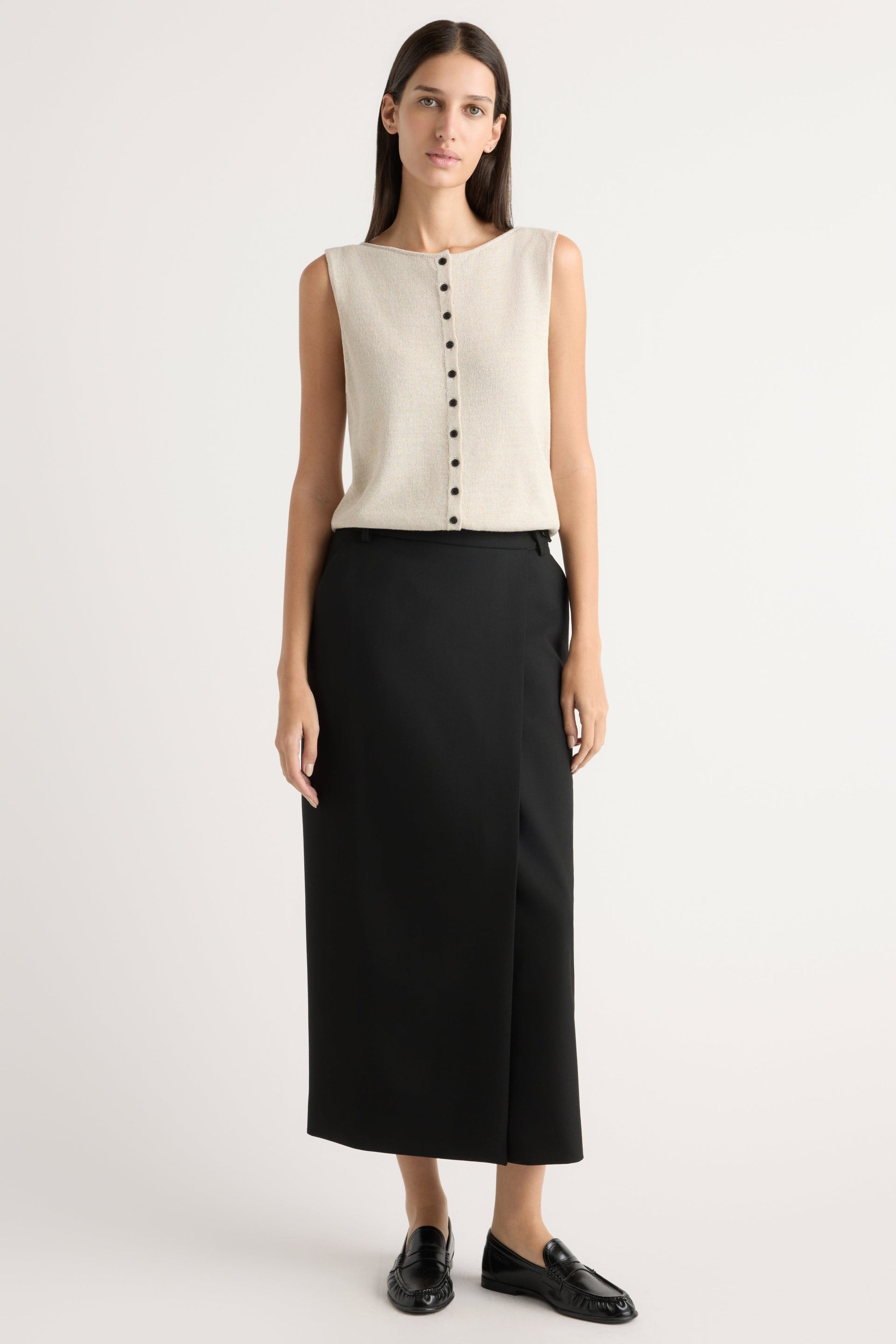Elith Cotton-Linen Button Knit Vest