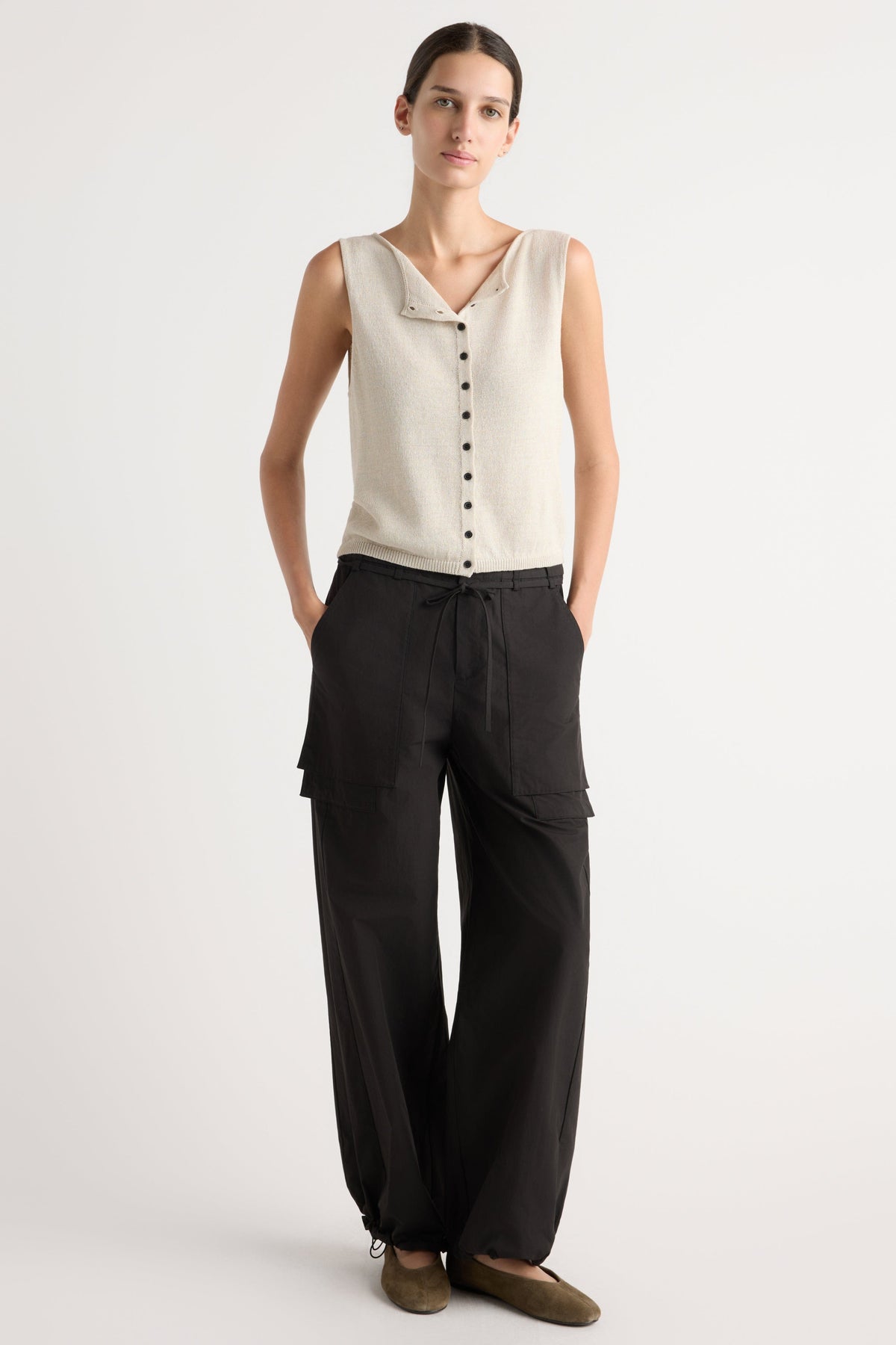 Elith Cotton-Linen Button Knit Vest