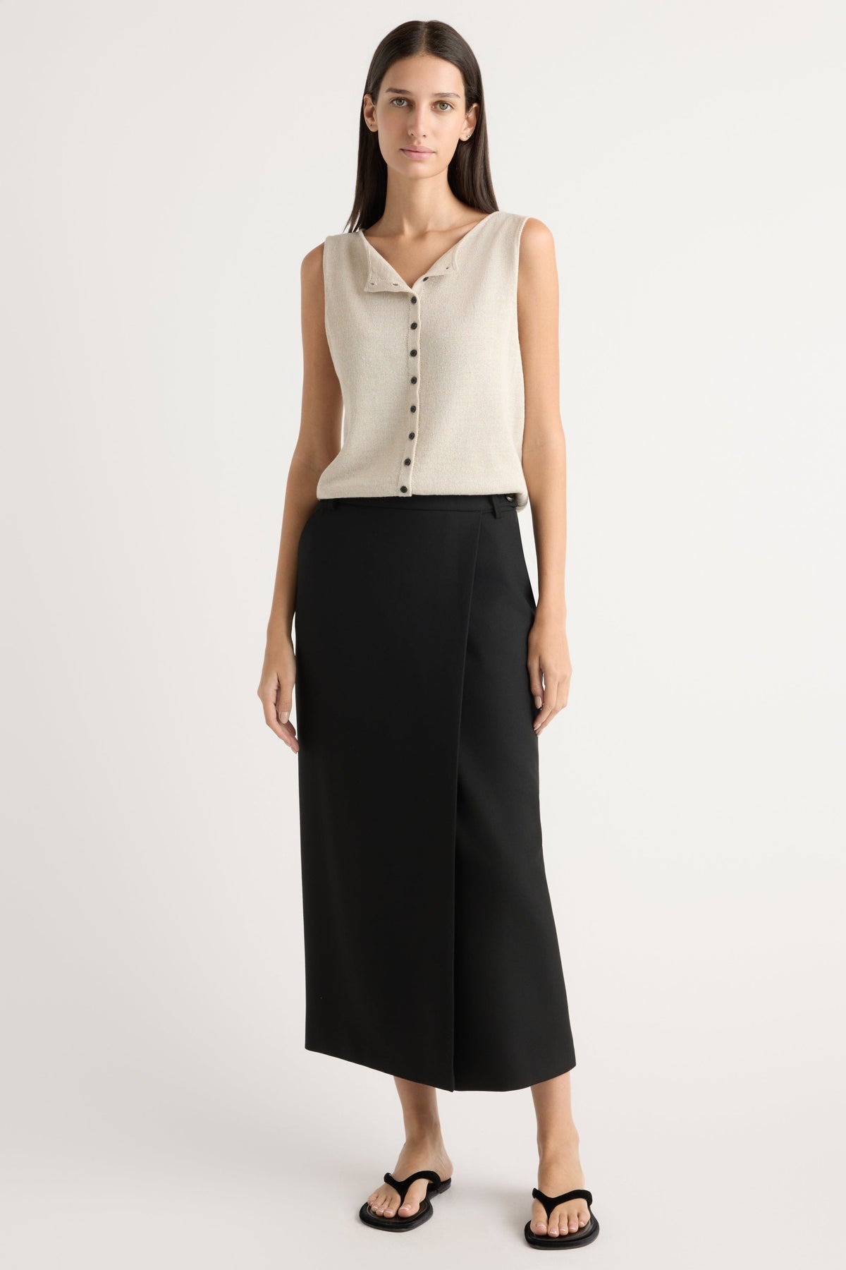 Elith Cotton-Linen Button Knit Vest