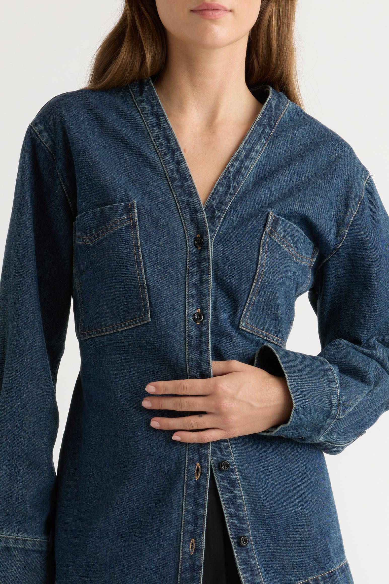Emmett Structured-Sleeve Denim Jacket