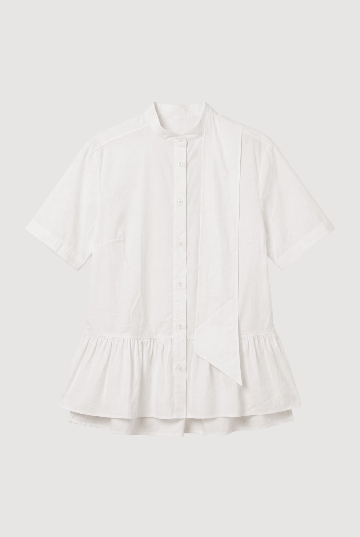 Gretta Scarf-Neck Ruffled Tunic Blouse
