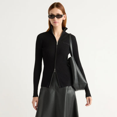 Kaine Ribbed Two-Way Zip Sweater