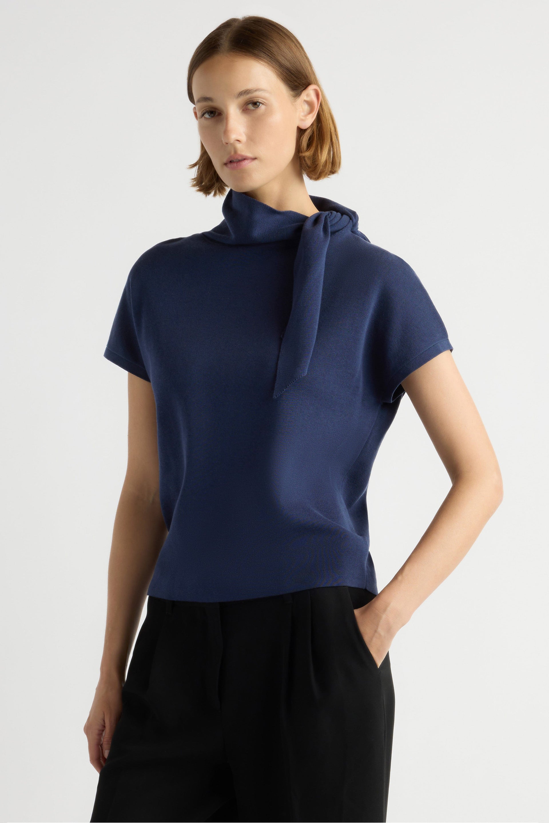 Lorinda Scarf-Neck Sweater Top