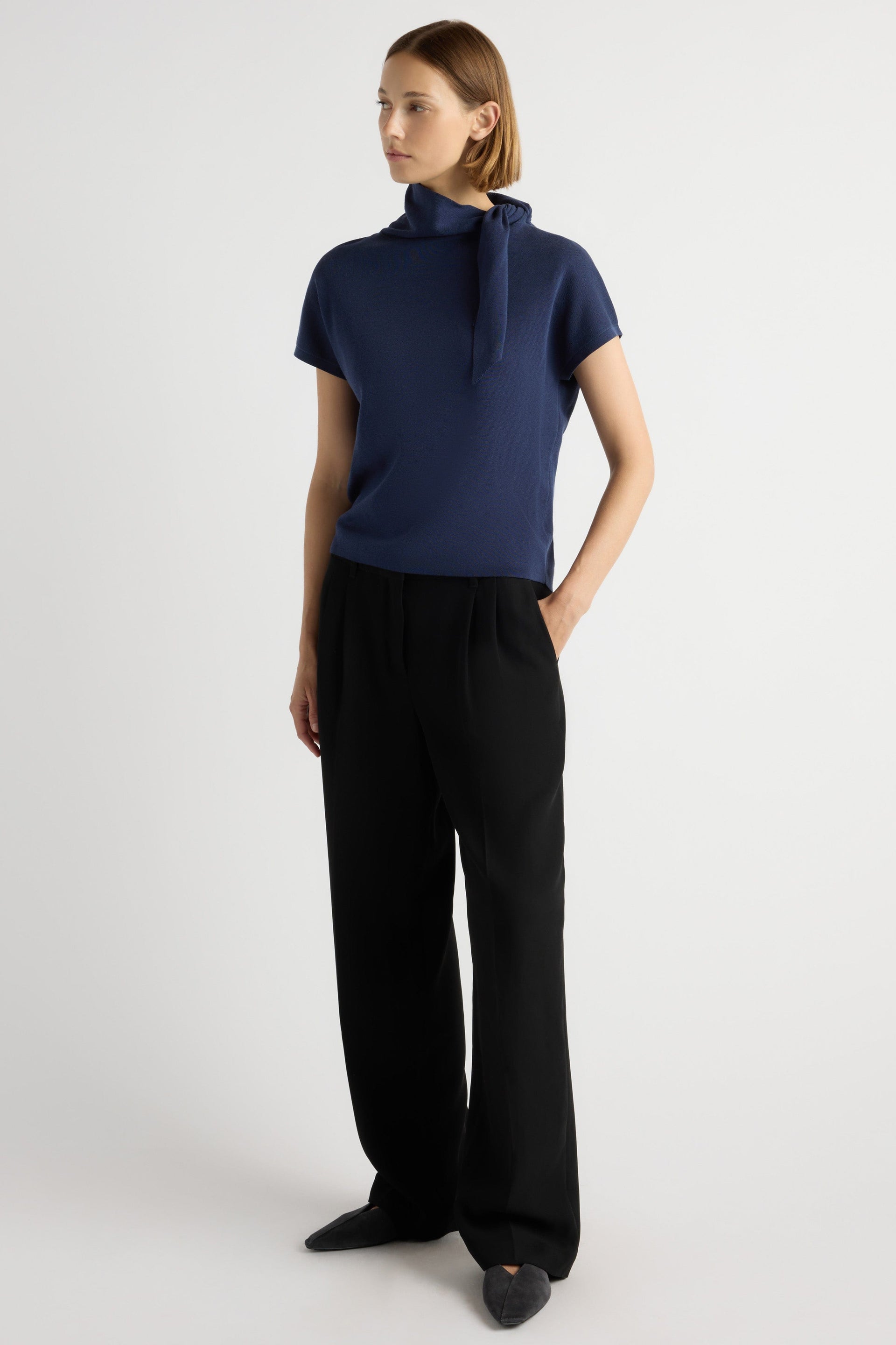 Lorinda Scarf-Neck Sweater Top