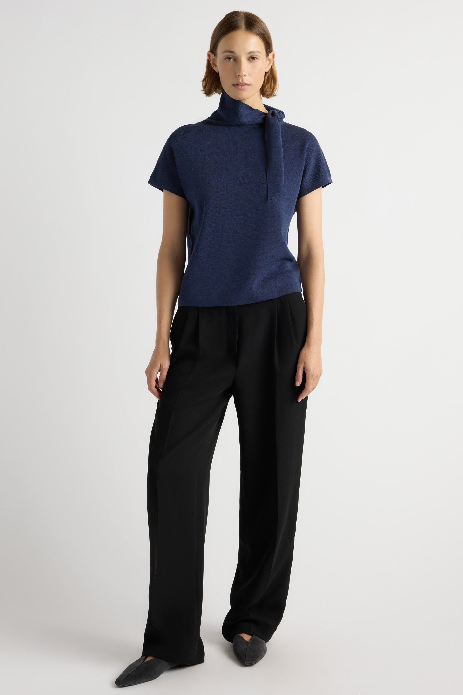 Lorinda Scarf-Neck Sweater Top