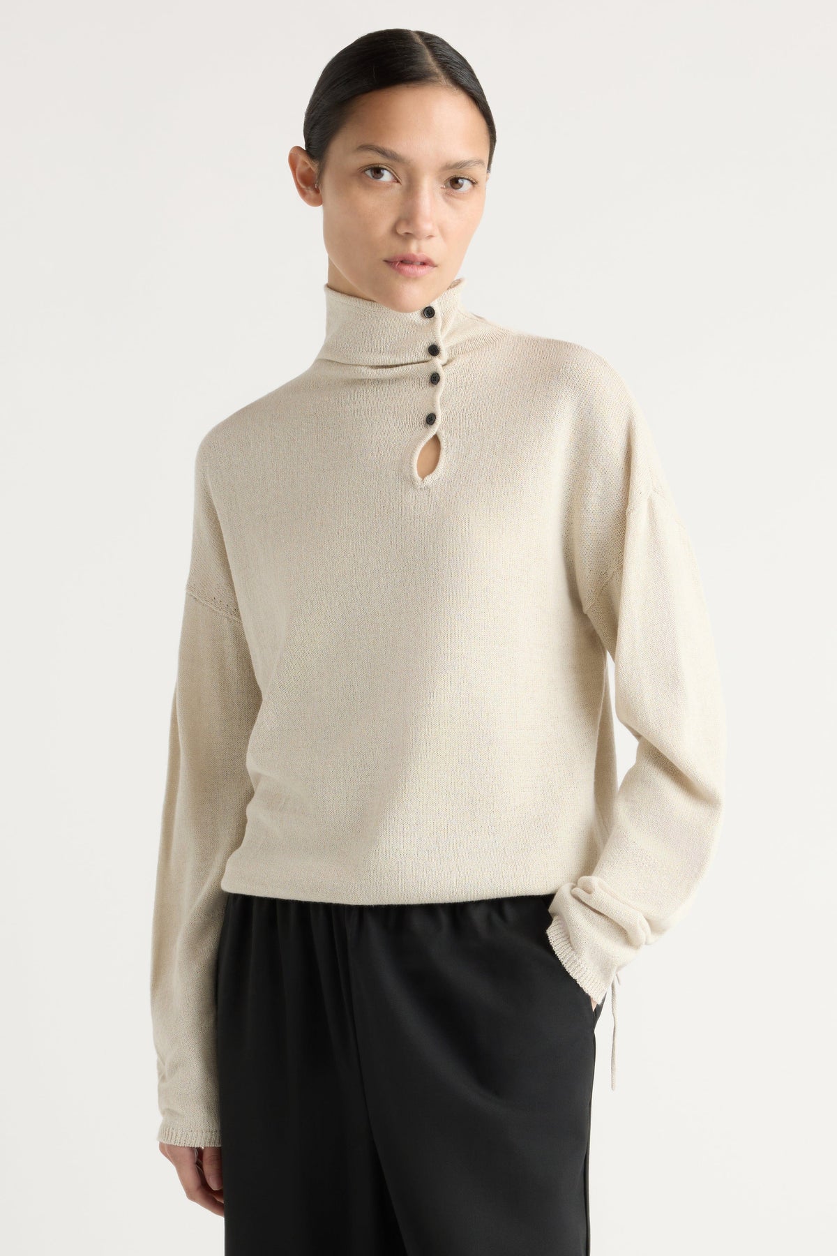 Sanchia Button Turtleneck Sweater