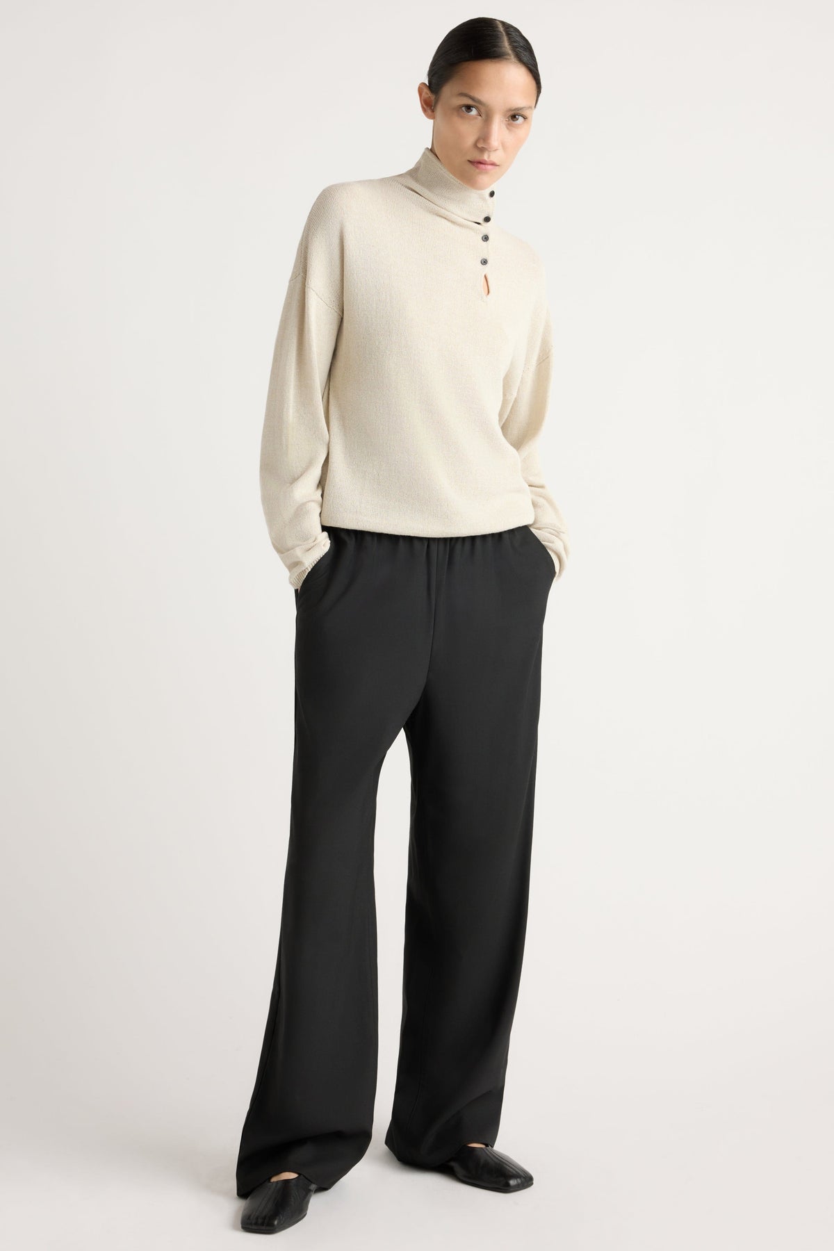 Sanchia Button Turtleneck Sweater