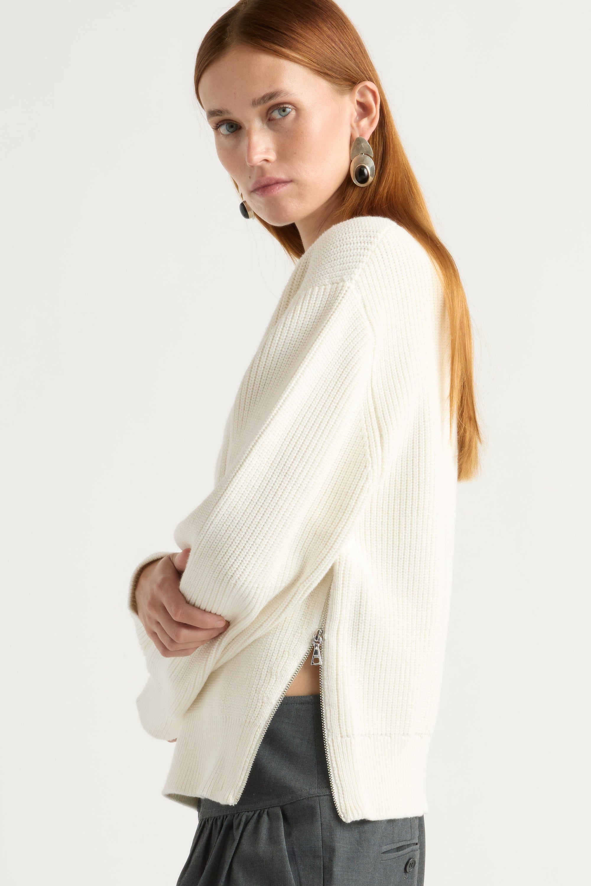 Tate Organic Cotton Side-Zip Sweater